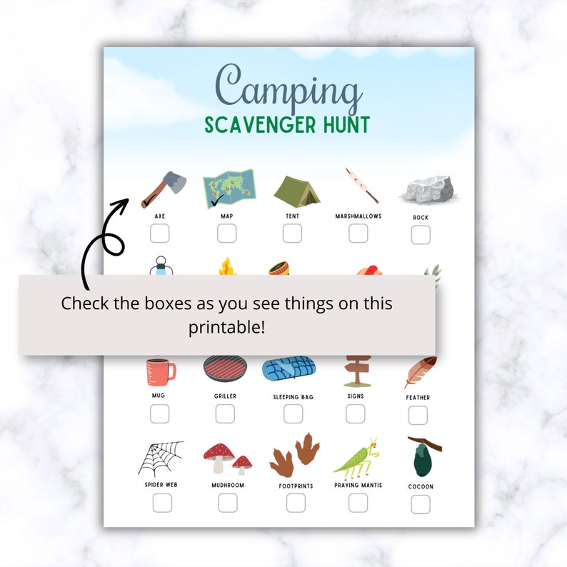 Camping Scavenger Hunt Printable PDF, Treasure Hunt Printable, Family ...