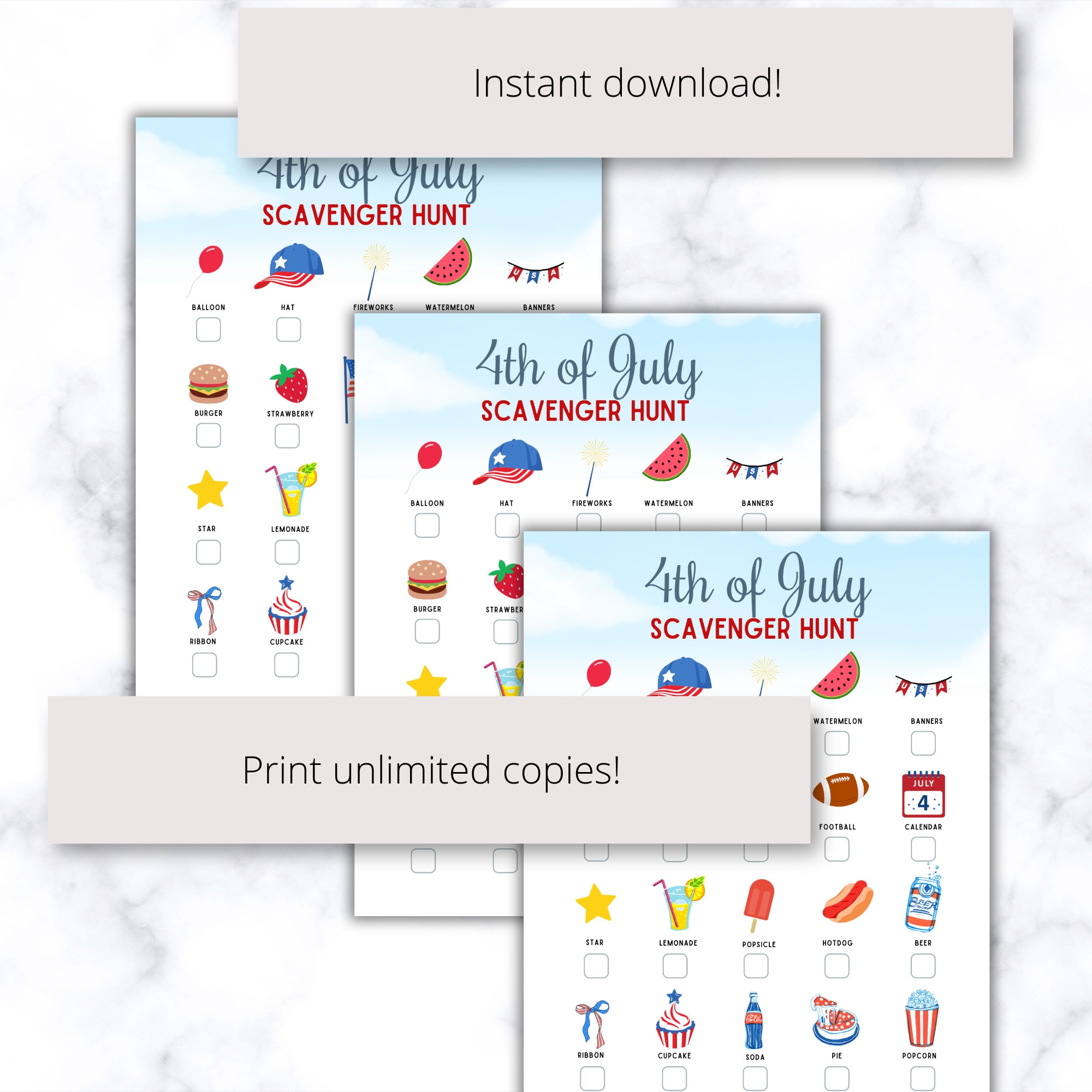 4th of July Scavenger Hunt Printable PDF, Treasure Hunt Printable ...