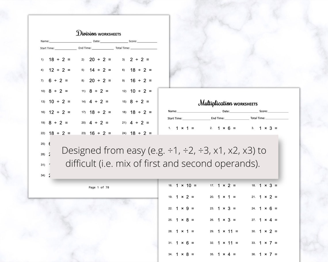 Math Worksheet Printable for Kids, Division and Multiplication ...