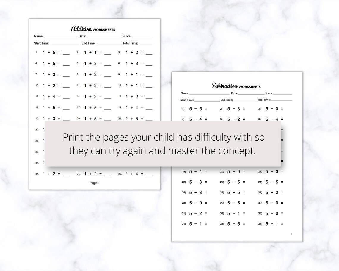 Math Worksheet Printable for Kids, Addition and Subtraction Worksheet ...