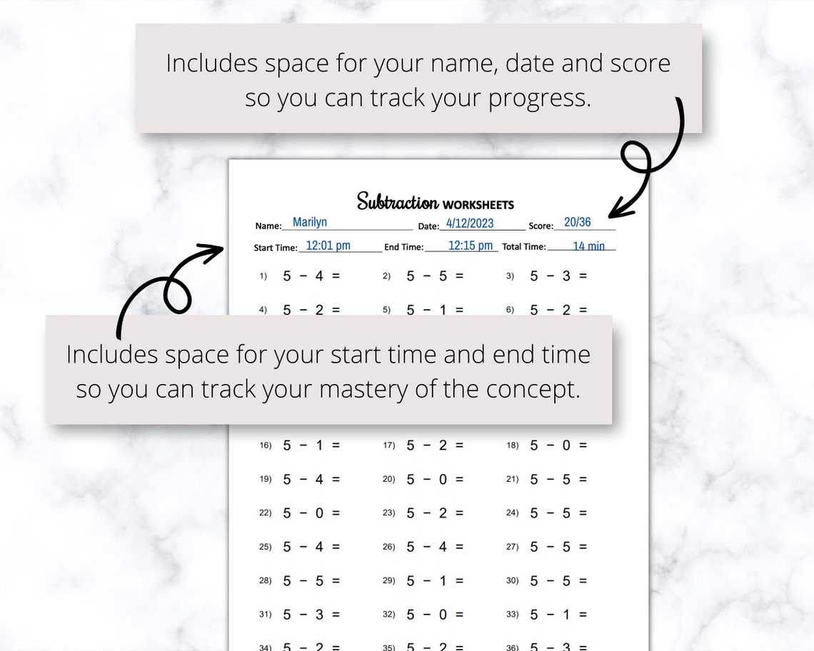 Subtraction Worksheets Printable for Kids, Math Learning Worksheets for ...