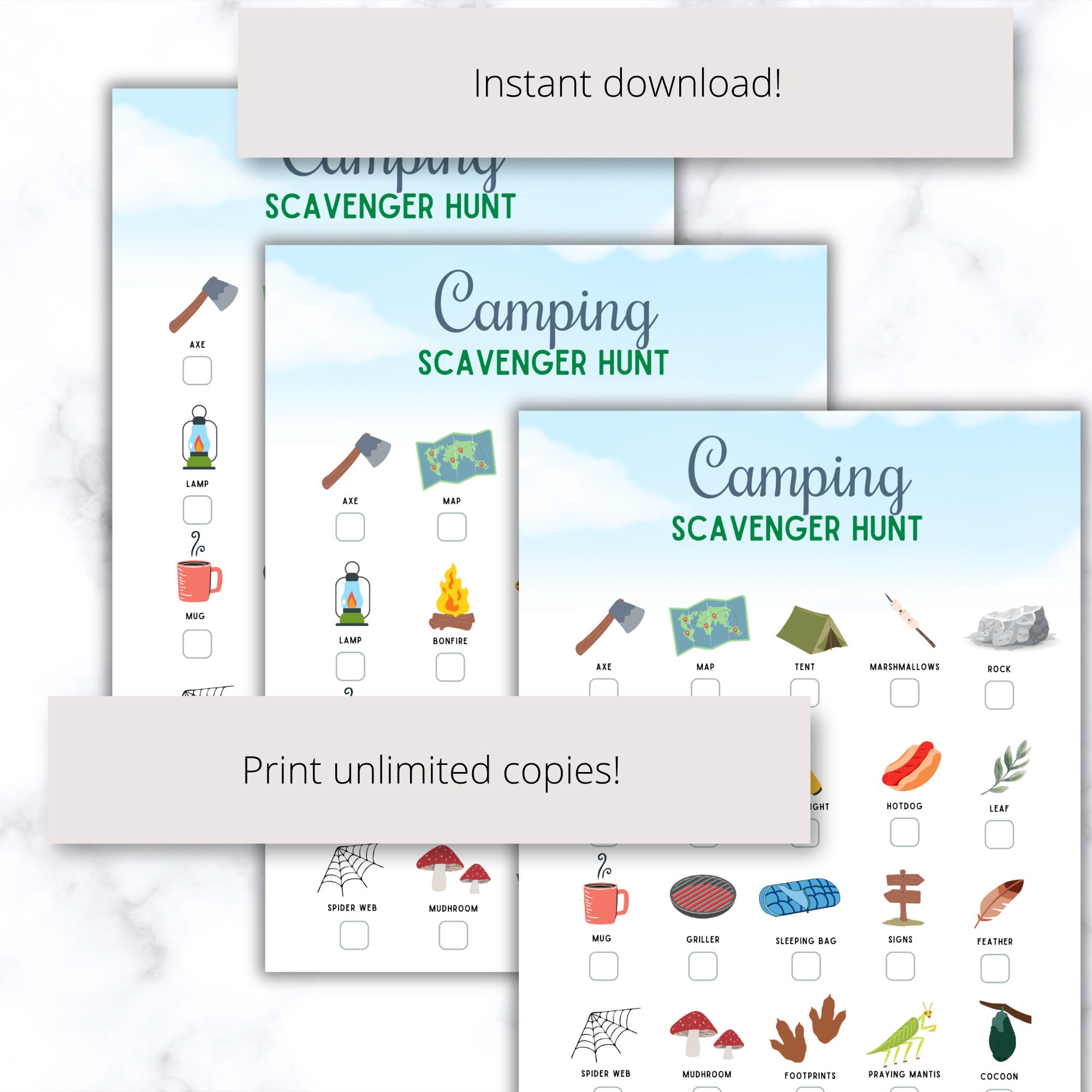 Camping Scavenger Hunt Printable PDF, Treasure Hunt Printable, Family ...