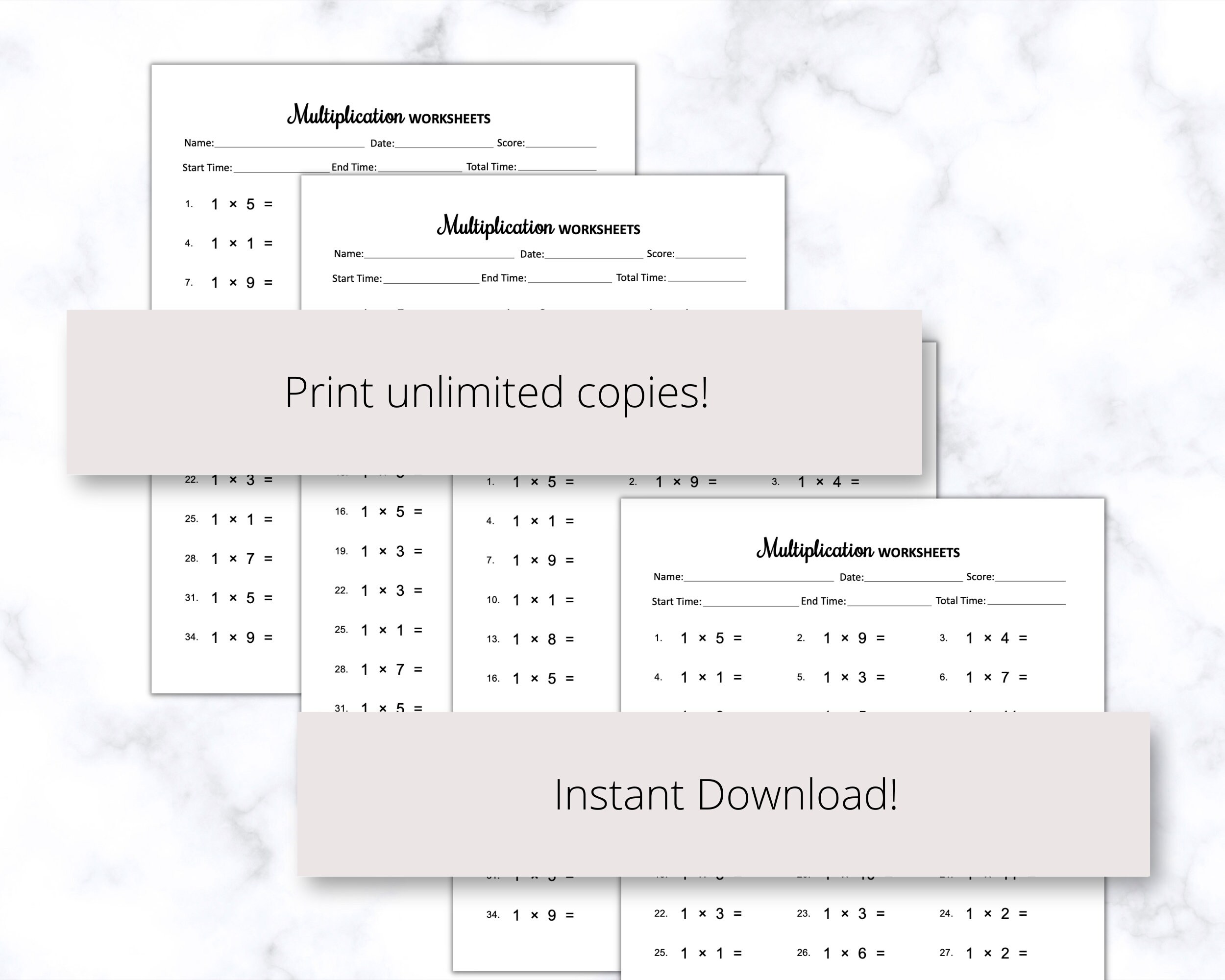 Multiplication Worksheet Printable for Kids, Math Learning Worksheet ...