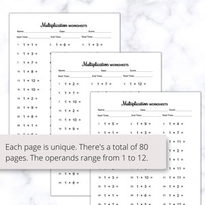 Multiplication Worksheet Printable for Kids, Math Learning Worksheet ...