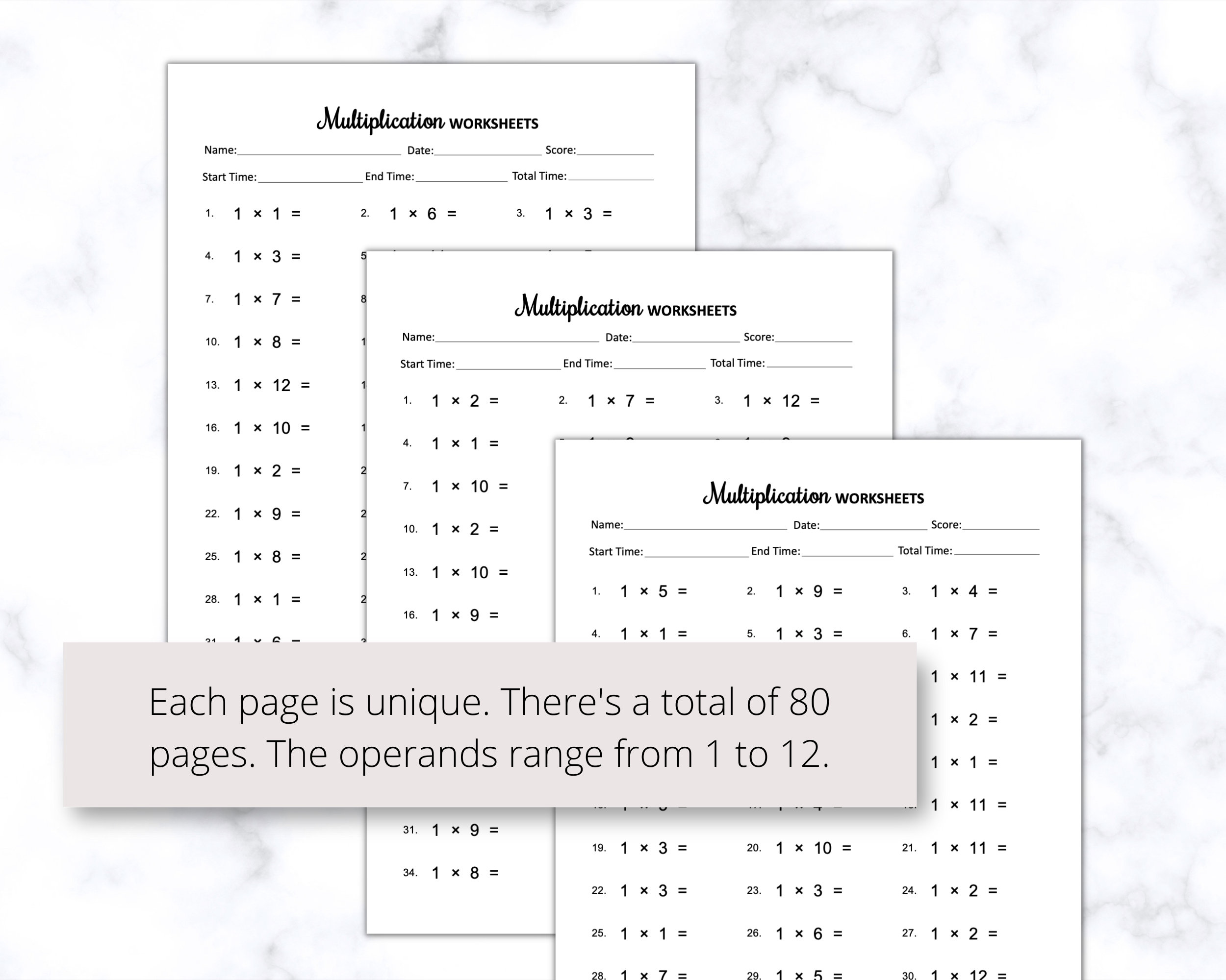 Multiplication Worksheet Printable for Kids, Math Learning Worksheet ...