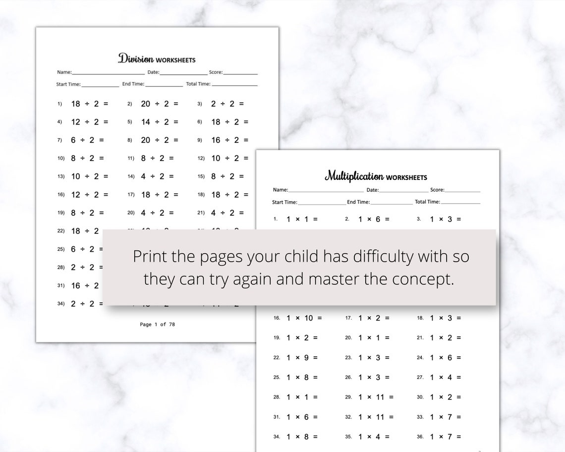 Math Worksheet Printable for Kids, Division and Multiplication ...