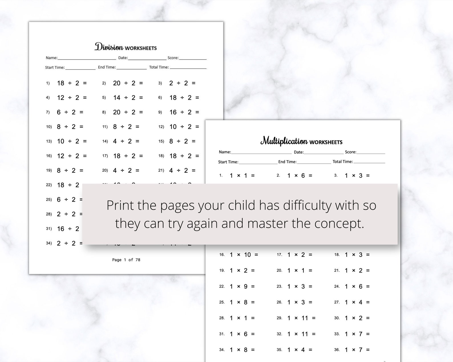 Math Worksheet Printable for Kids, Division and Multiplication ...