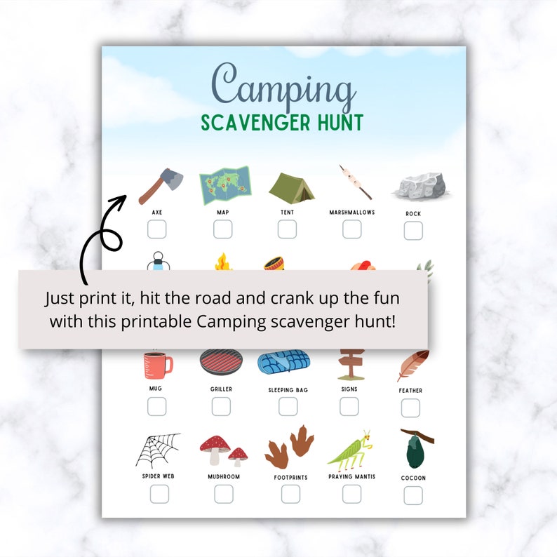 Camping Scavenger Hunt Printable PDF, Treasure Hunt Printable, Family ...