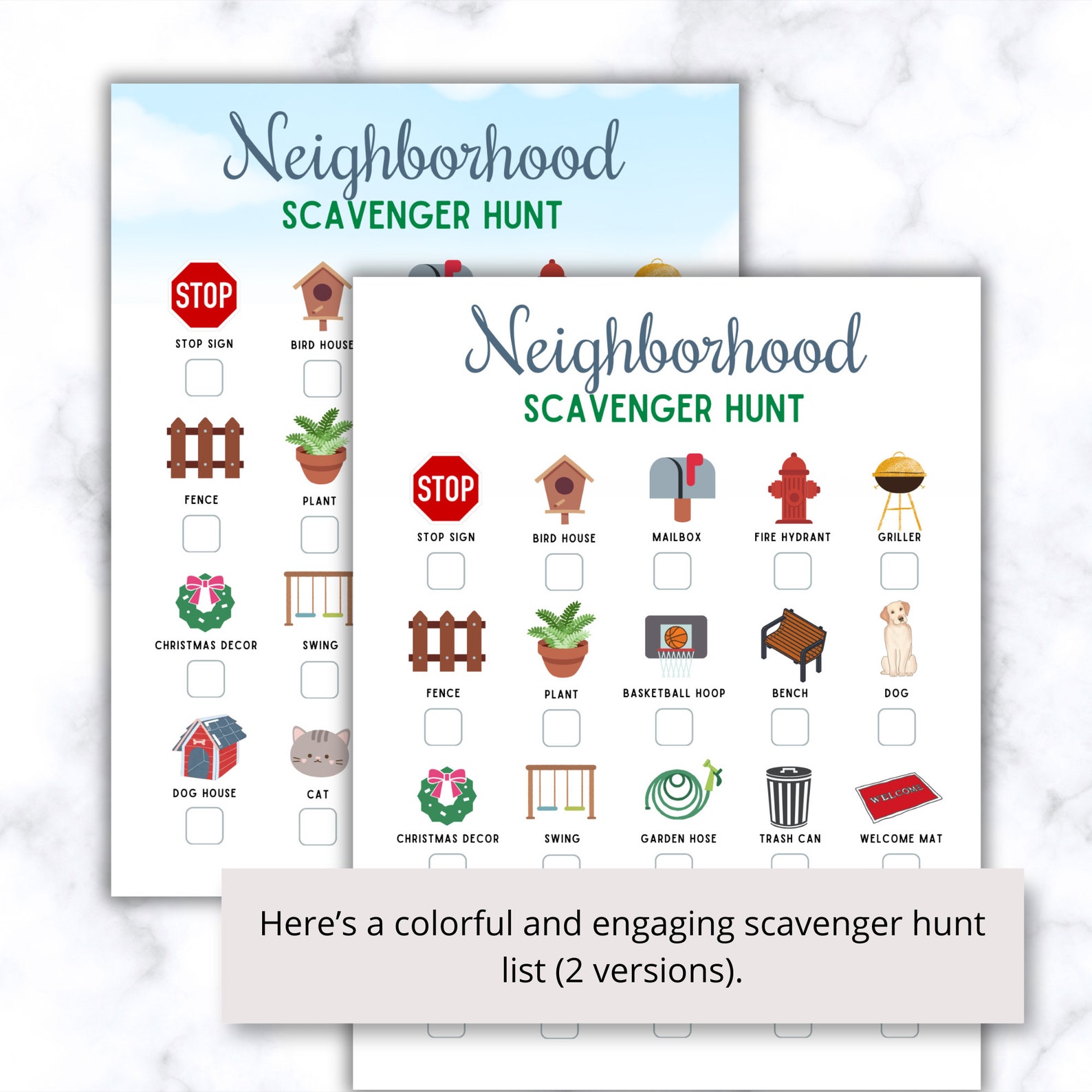 Neighborhood Scavenger Hunt Printable: Family Outdoor Activity (PDF ...