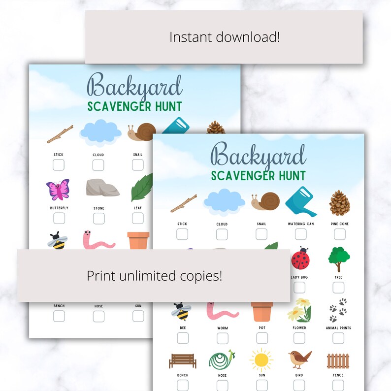 Backyard Scavenger Hunt Printable PDF, Treasure Hunt Printable, Family ...