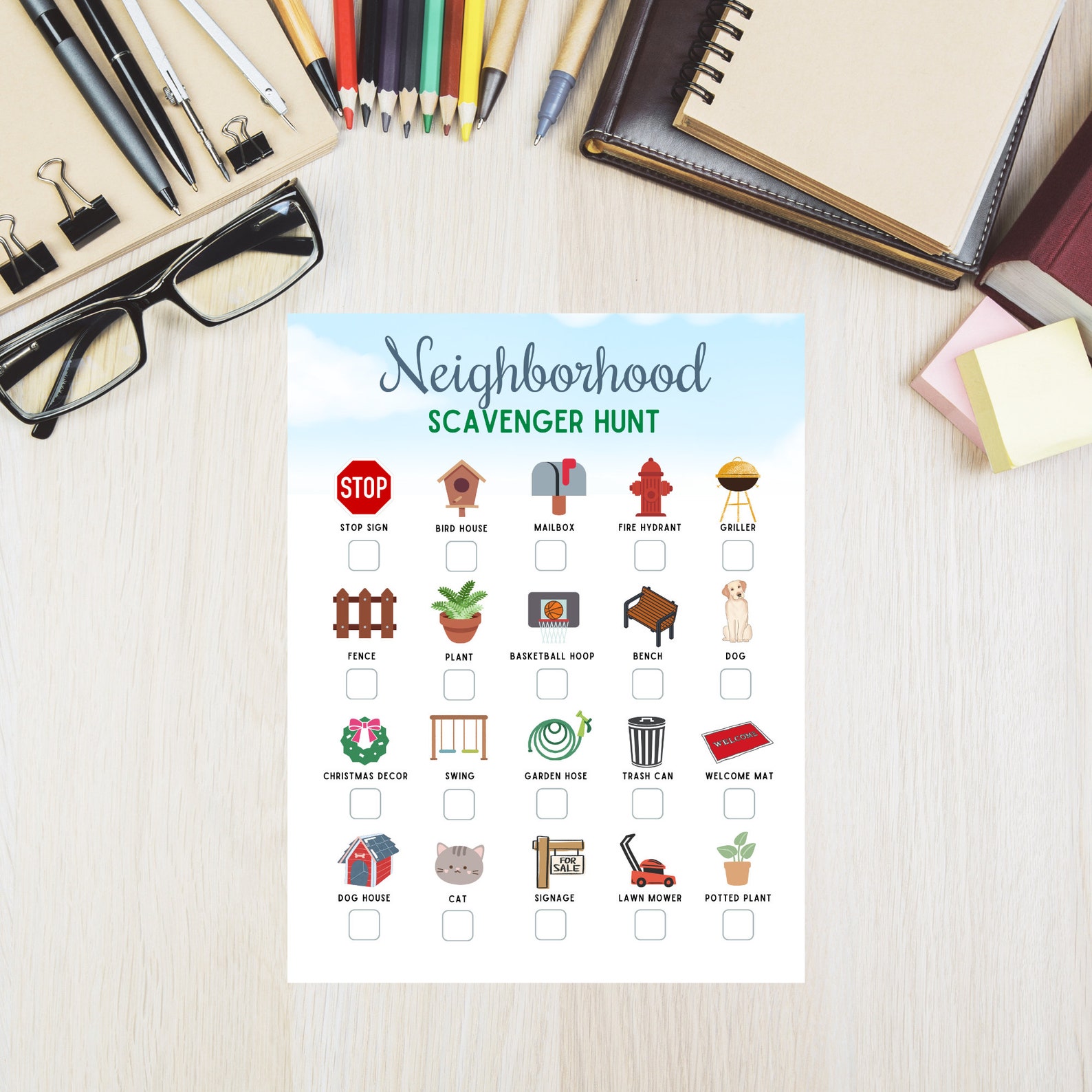 Neighborhood Scavenger Hunt Printable PDF Treasure Hunt Printable ...