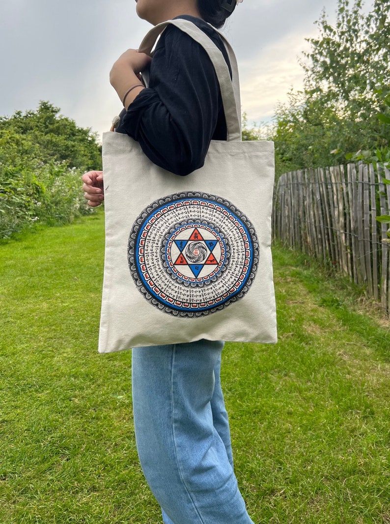 Pure Cotton Beige Mandala Print Shoulder Bag Ecofriendly Simple Design ...