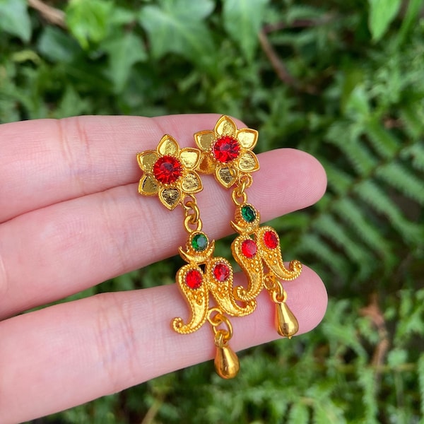 Gold Plated Earrings Nepali - Etsy UK
