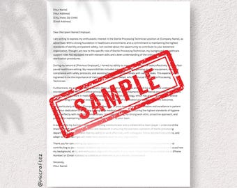 Cover Letter Example for Sterile Processing Technician Job Position (no ...
