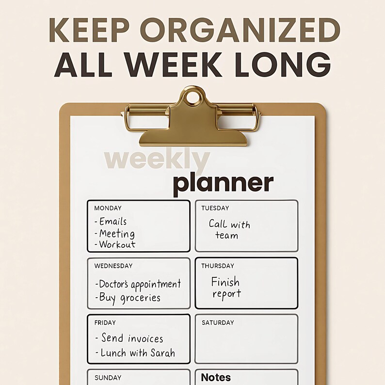 Weekly Planner Printable Minimalist Weekly Planner PDF, Weekly ...