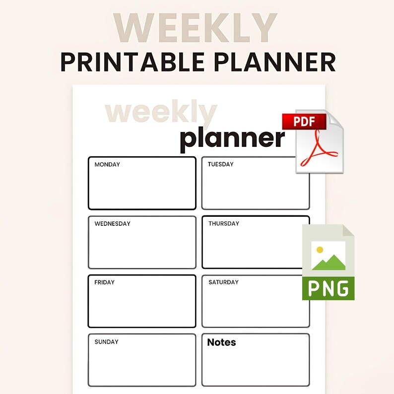 Weekly Planner Printable Minimalist Weekly Planner PDF, Weekly ...