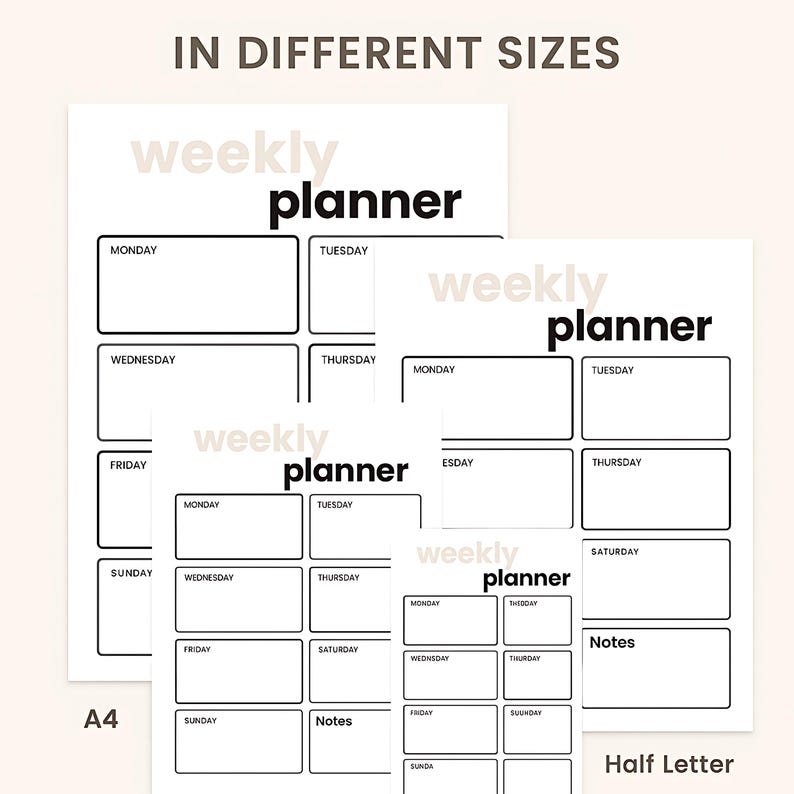 Weekly Planner Printable Minimalist Weekly Planner PDF, Weekly ...