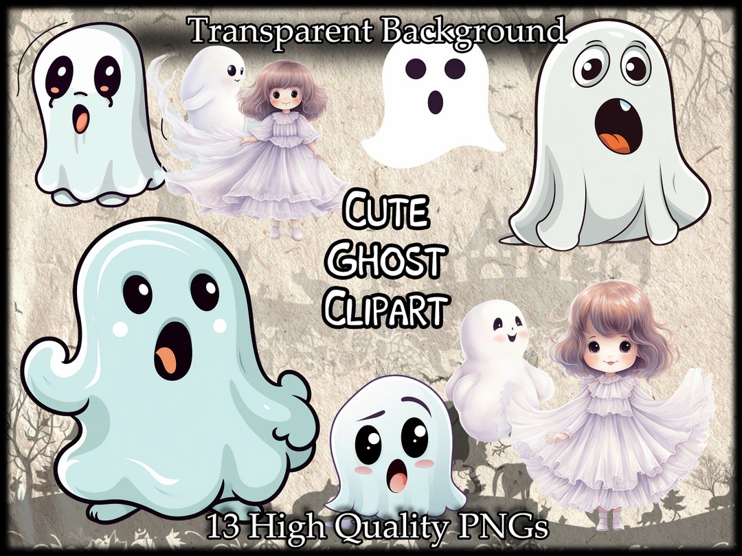 Adorable Cute Ghost Clipart Set PNG Instant Digital Download - Etsy