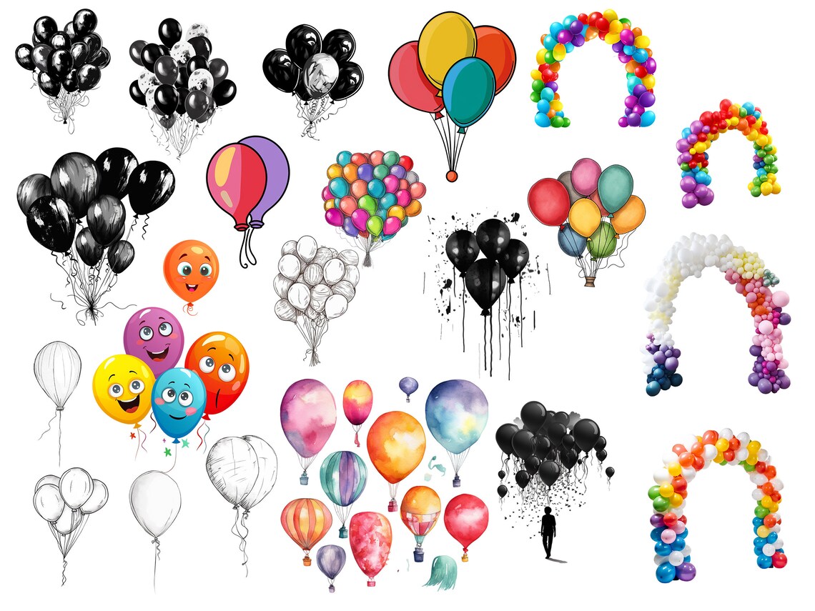 Balloons Clipart Party Birthday Baby Shower Wedding - Etsy