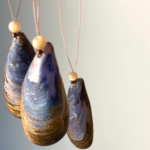 3 X Blue Mussel Shells Decor, Easter Tree, Decorations, Baubles ...