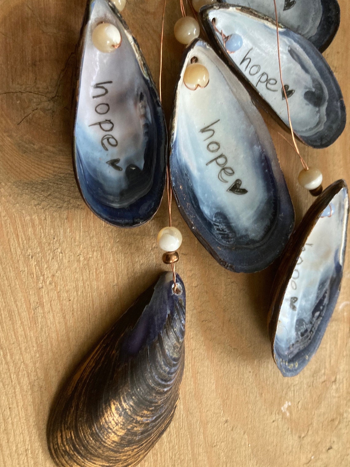 3 X Blue Mussel Shells Decor, Easter Tree, Decorations, Baubles ...