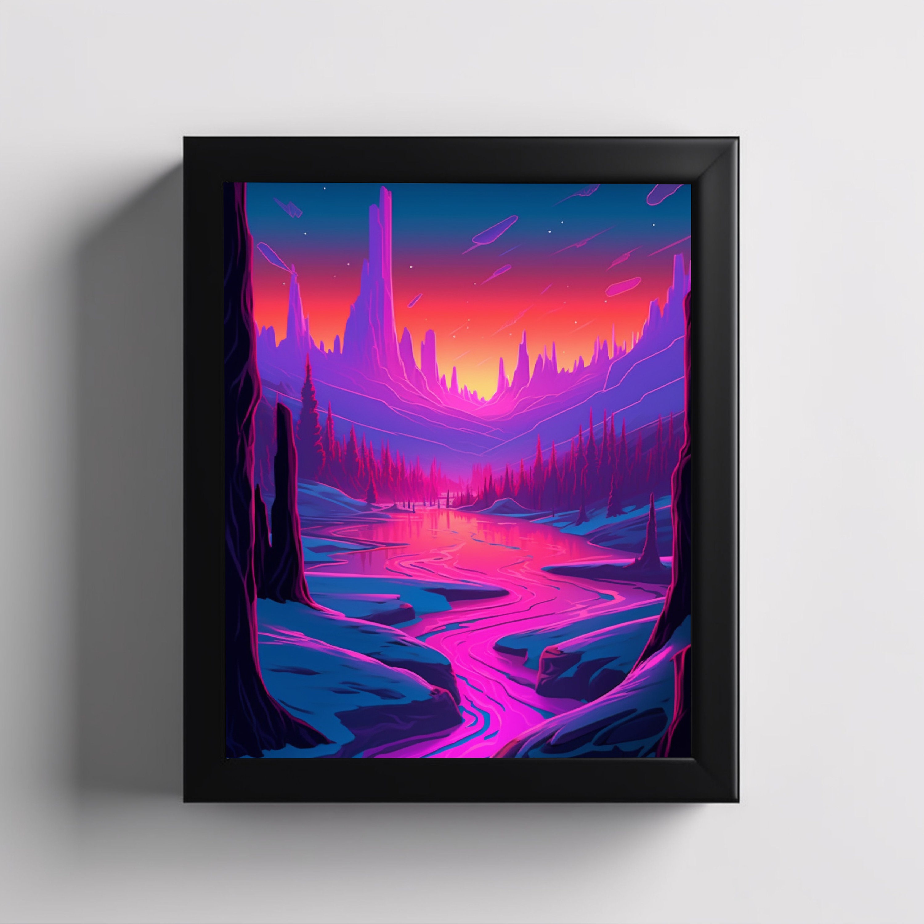 Digital Downloadable AI Retro Valley Instant Download Wall Art - Etsy