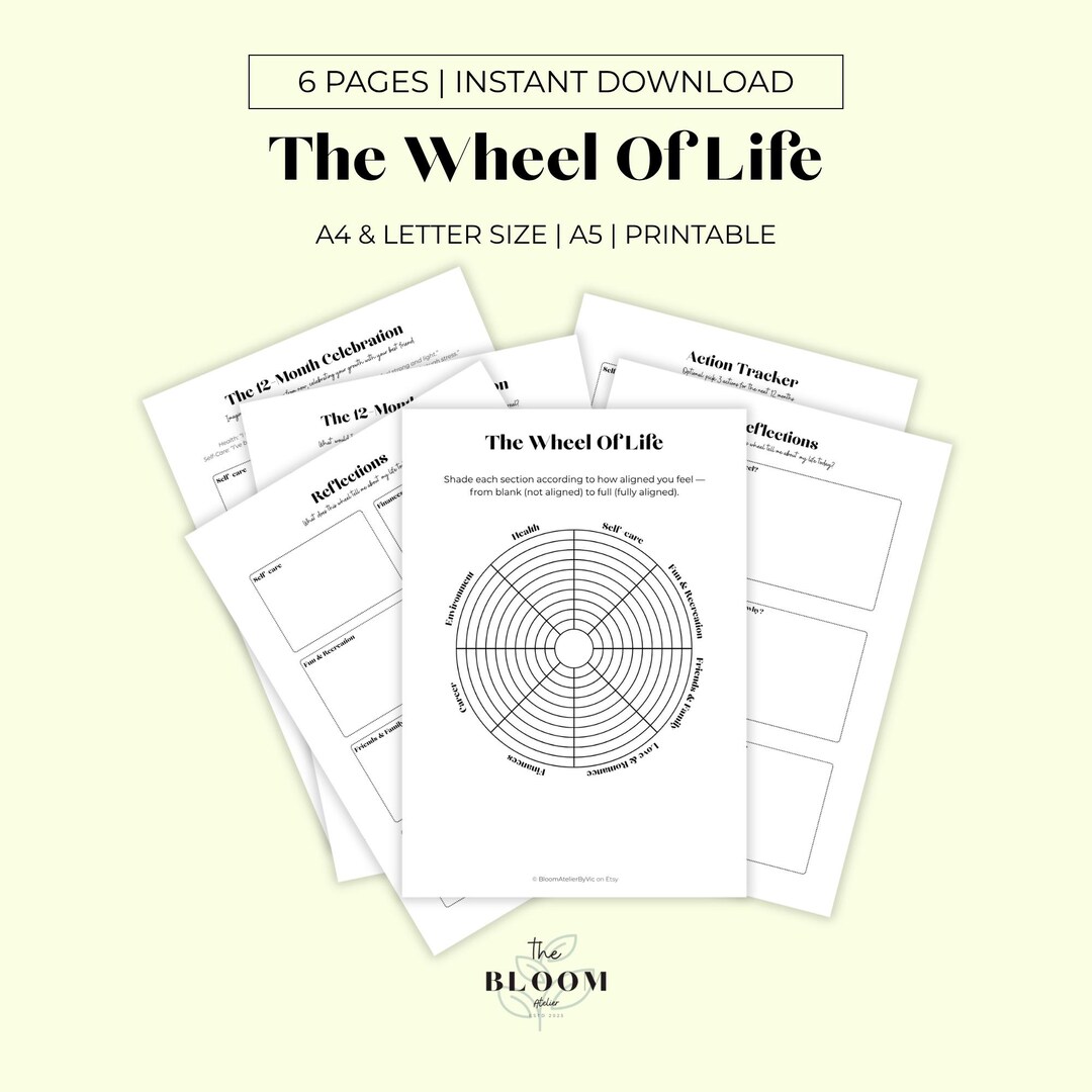 Wheel of Life Worksheet Printable, Level 10 Life Kit, Goal Planner ...