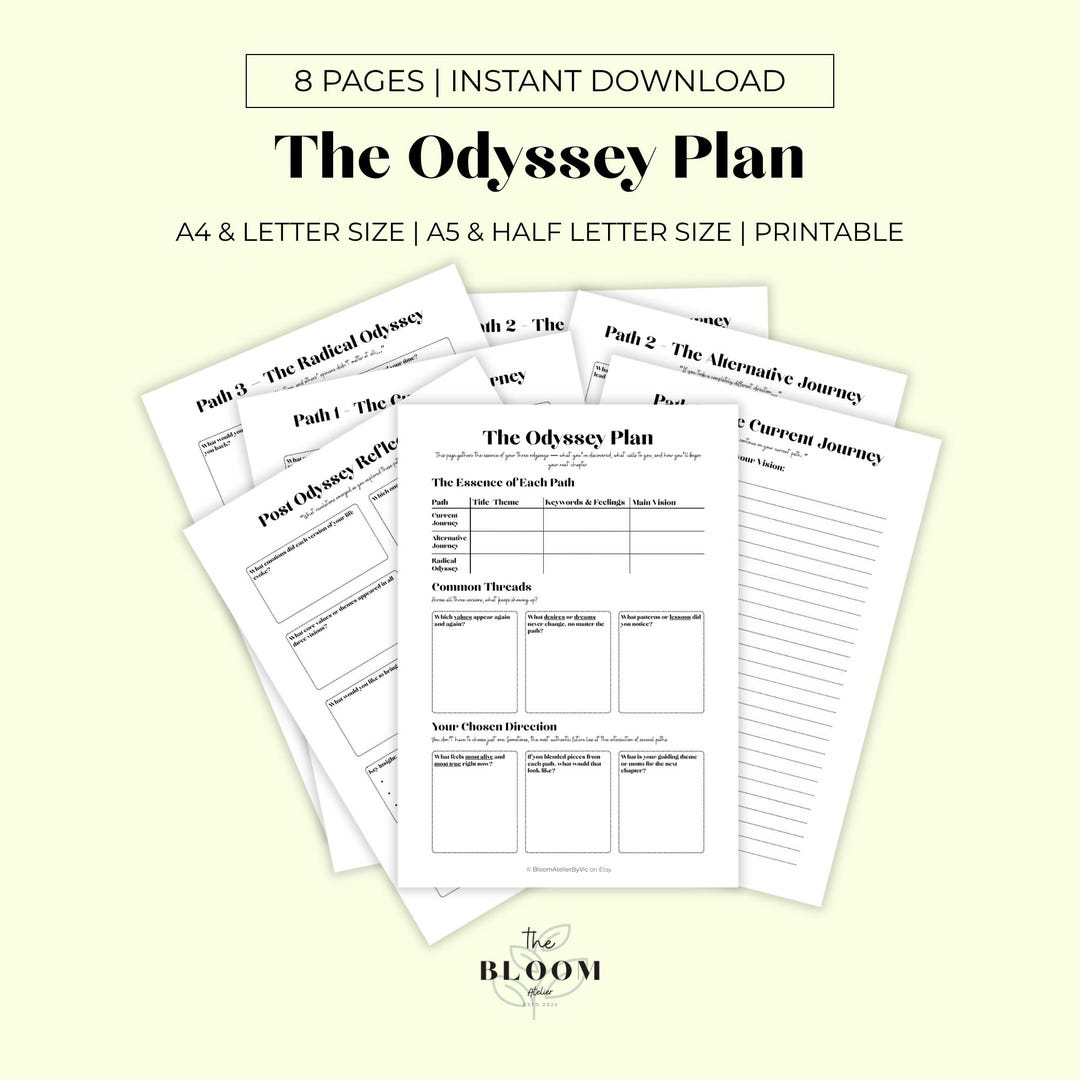 The Odyssey Plan Printable, Self Reflection Journal, Goal Planner ...