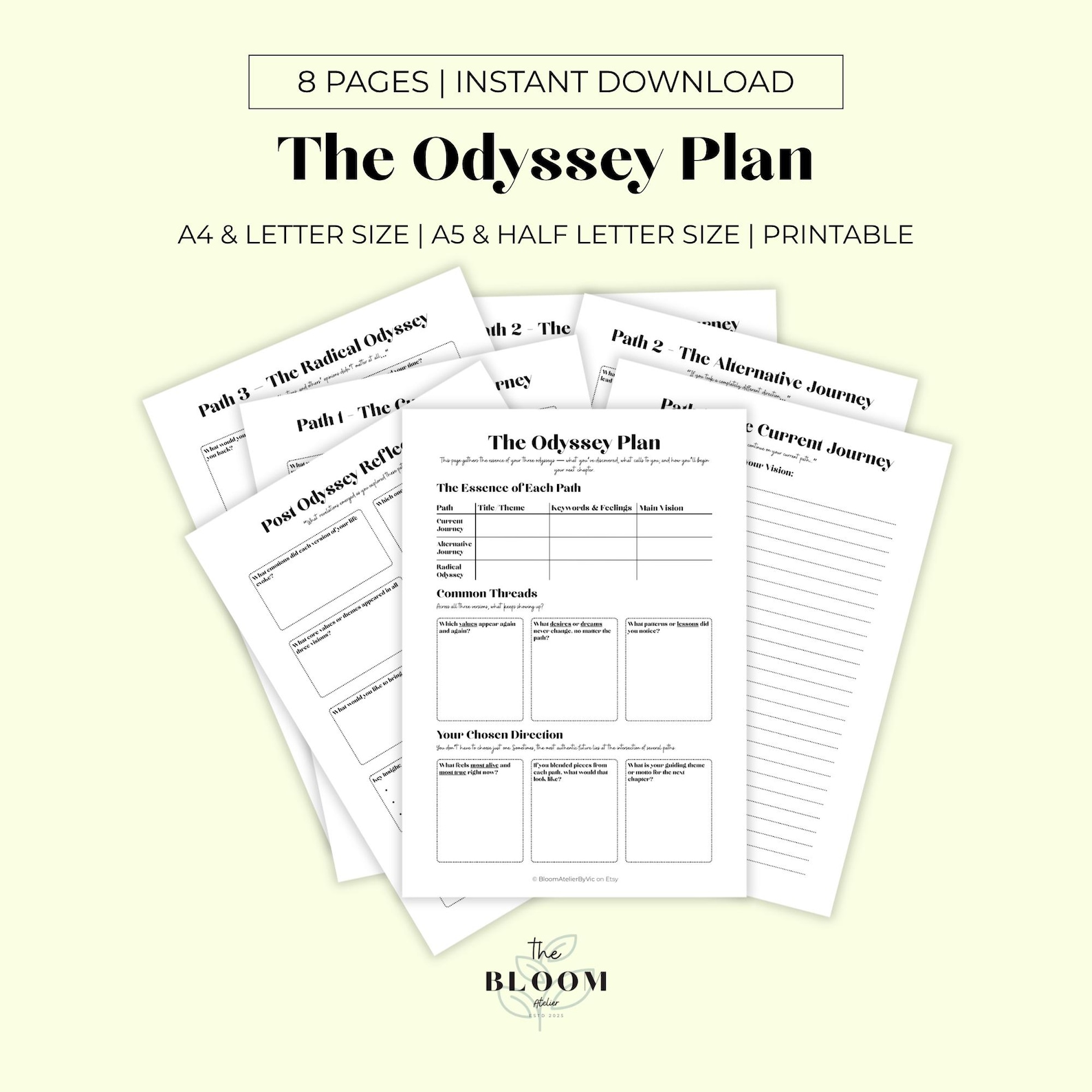 The Odyssey Plan Printable, Self Reflection Journal, Goal Planner ...