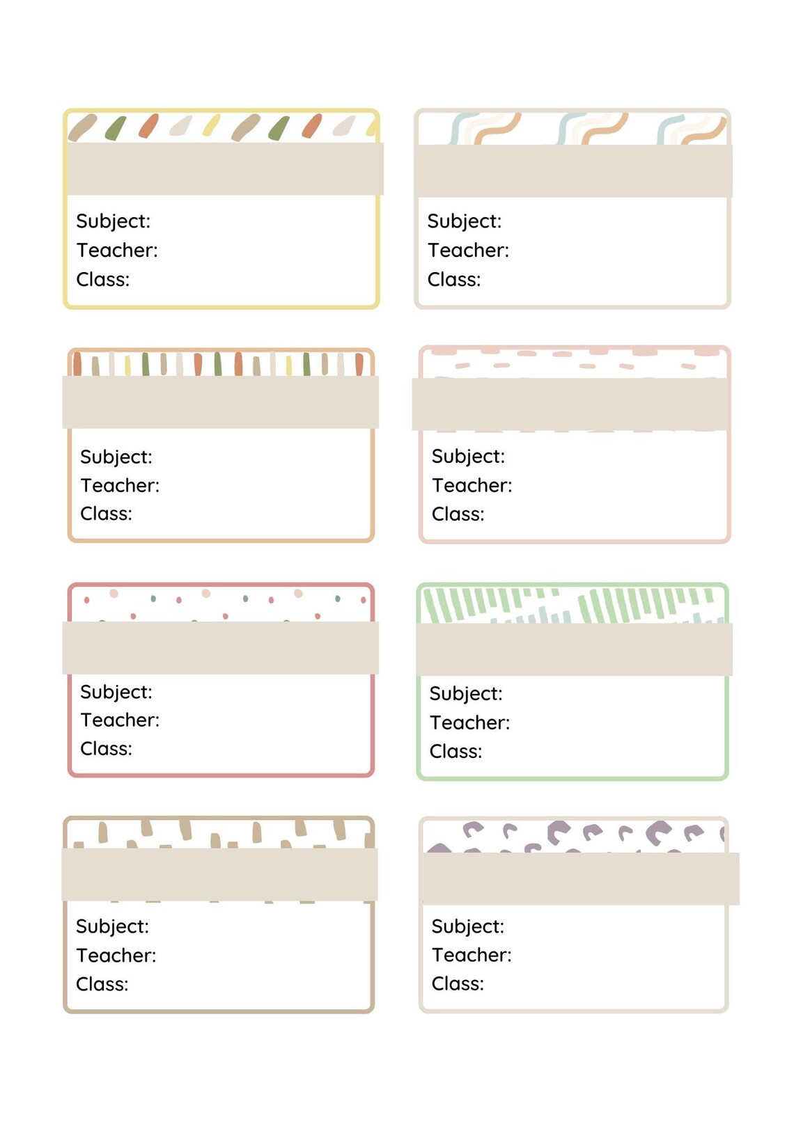 Editable Name Tags for Children, Custom Name Labels for Kids Stylish ...