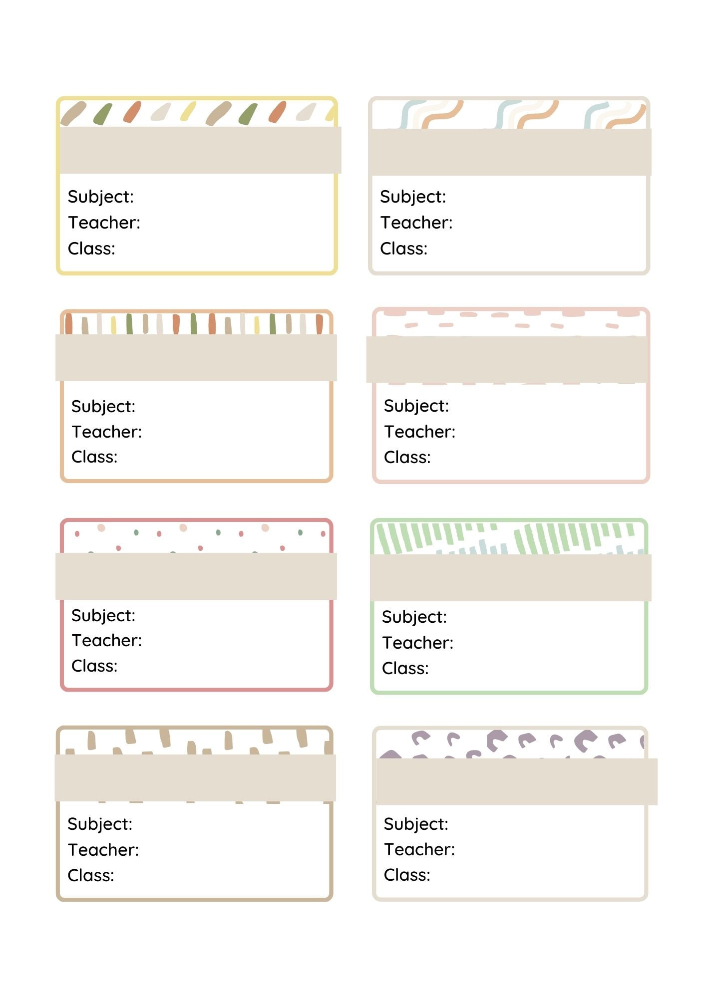 Editable Name Tags for Children, Custom Name Labels for Kids Stylish ...