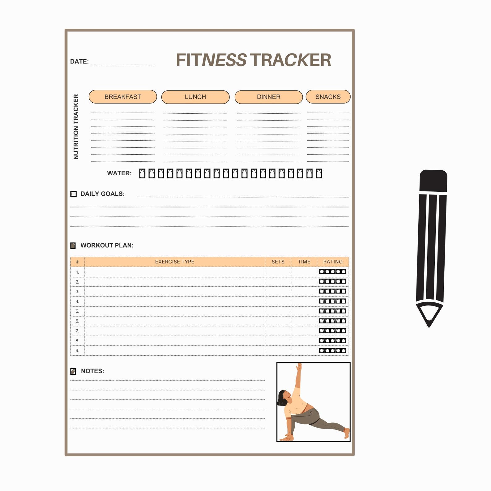 Daily Fitness Tracker Printable | Workout Planner PDF | Health ...