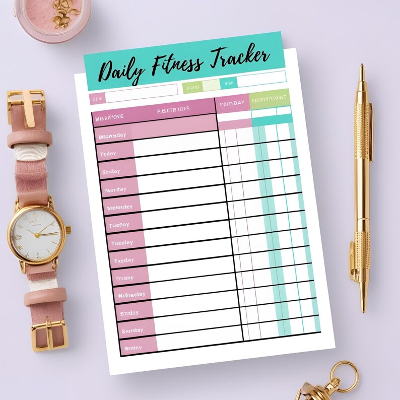 Daily Fitness Tracker Printable | Workout Planner PDF | Health ...