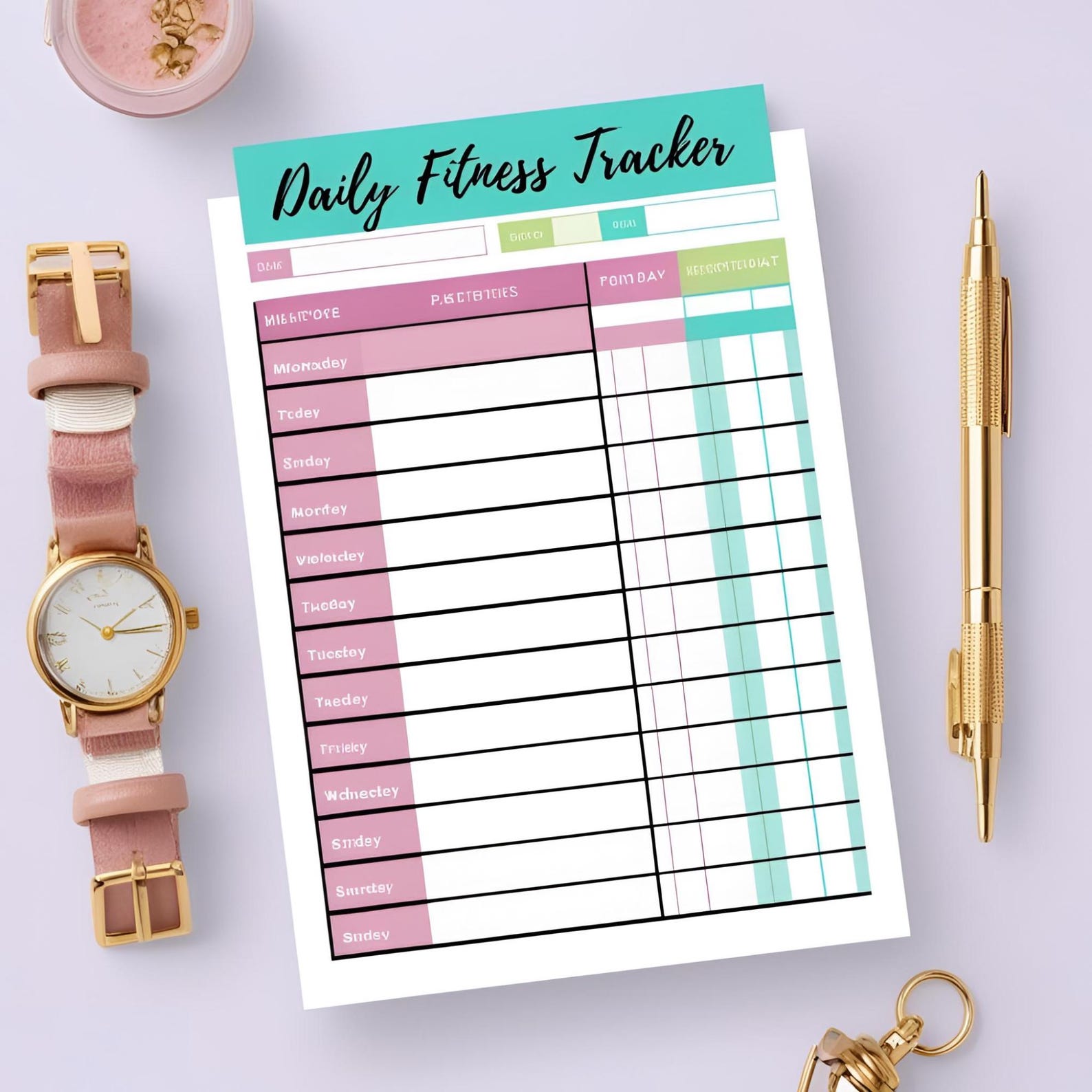 Daily Fitness Tracker Printable | Workout Planner PDF | Health ...