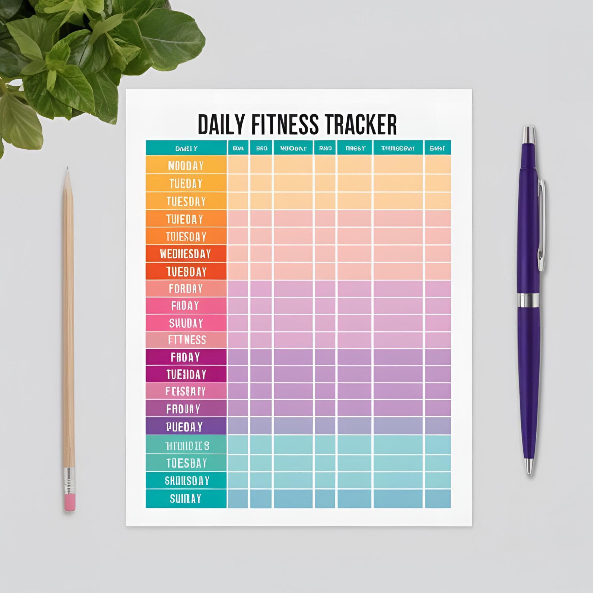 Daily Fitness Tracker Printable | Workout Planner PDF | Health ...
