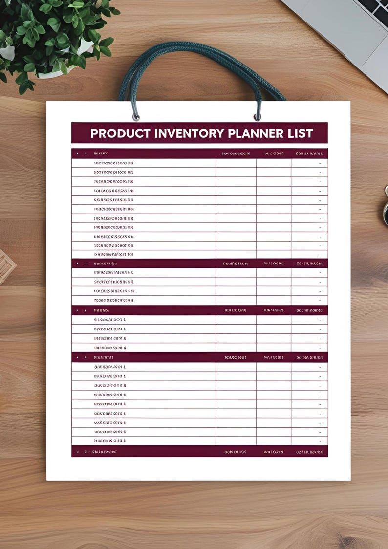 Product Inventory Planner Printable | Small Business Stock Tracker ...