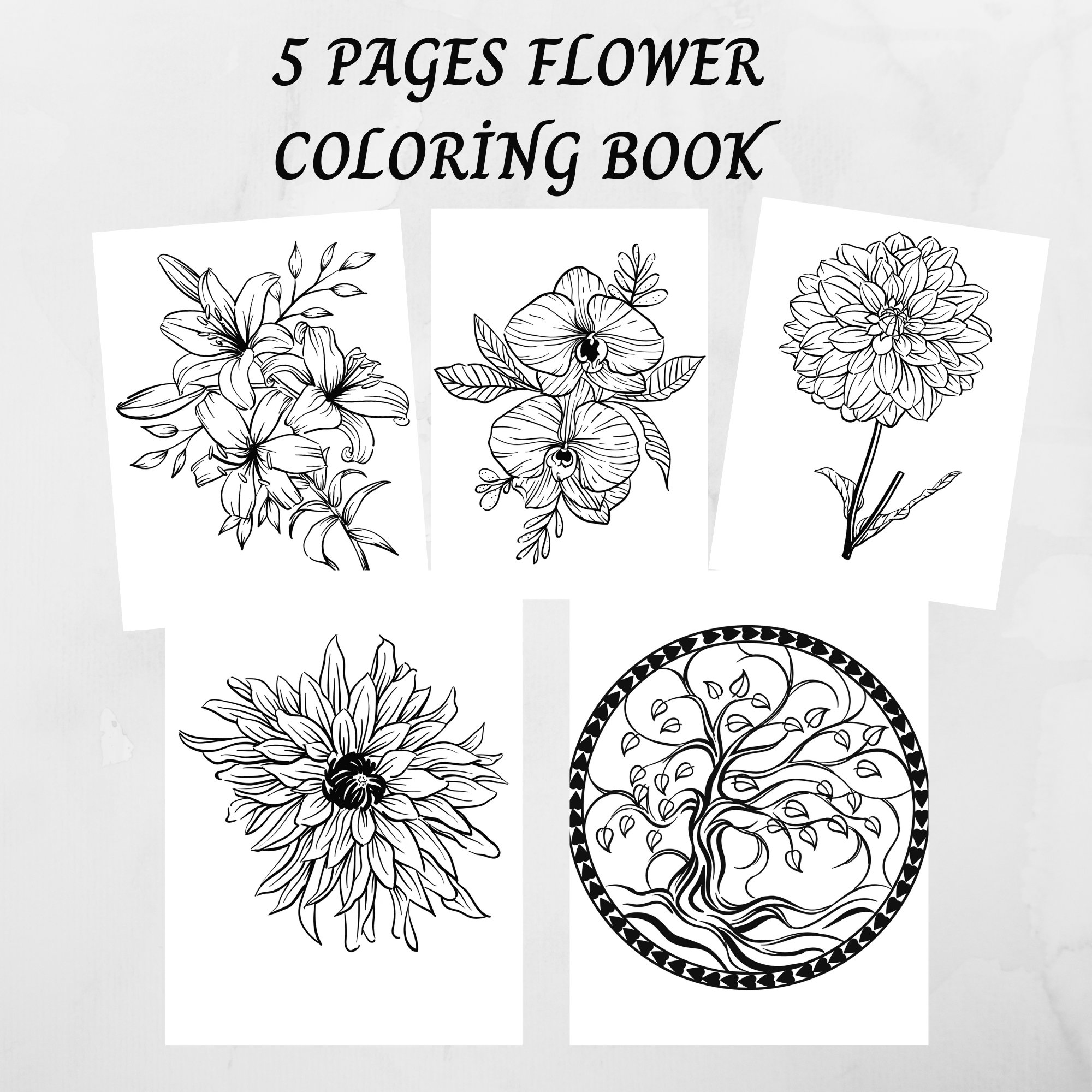 Custom Coloring Page Pdf Flower Coloring Books to Increase - Etsy Australia