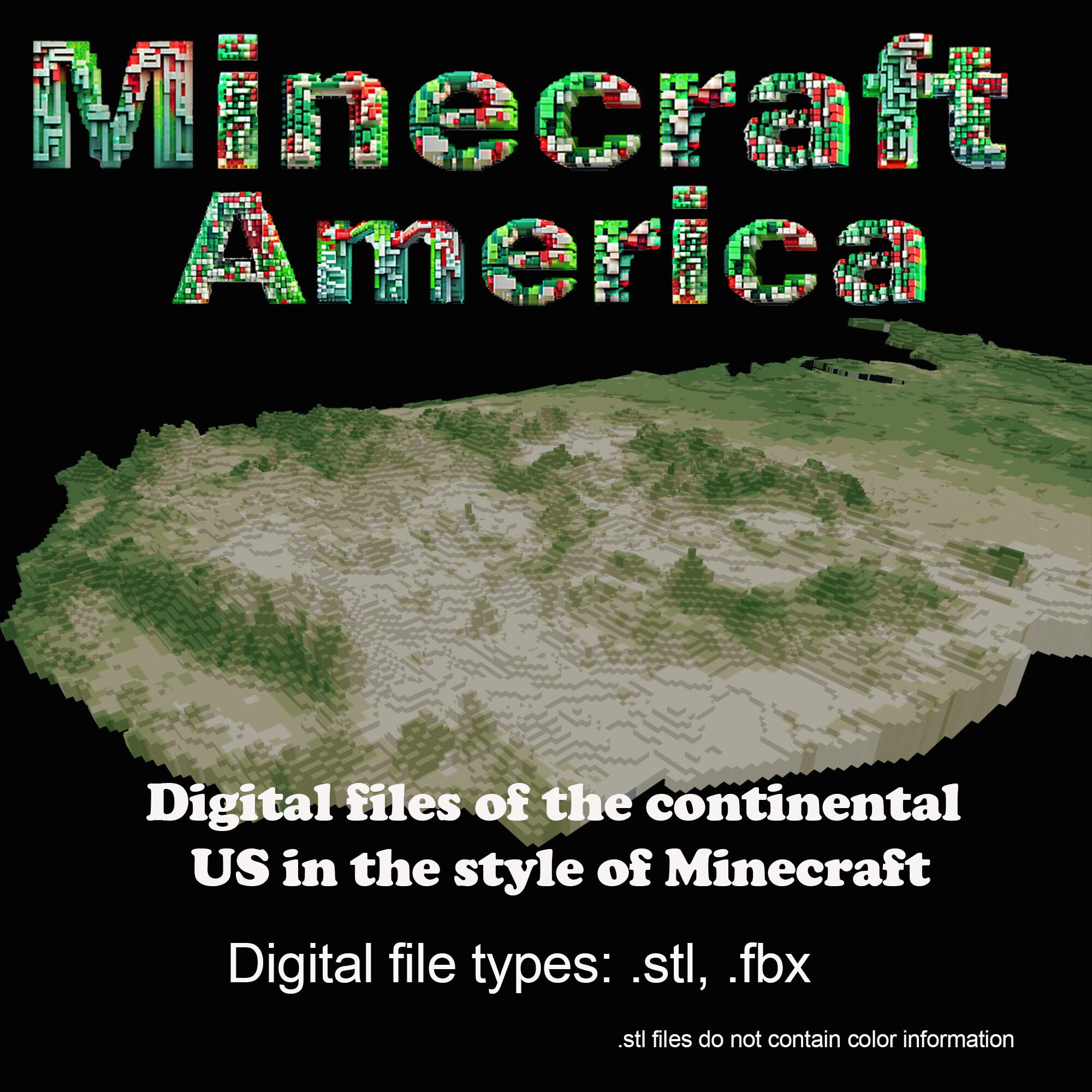 Minecraft America Digital File for 3D Printing or CNC Carving - Etsy