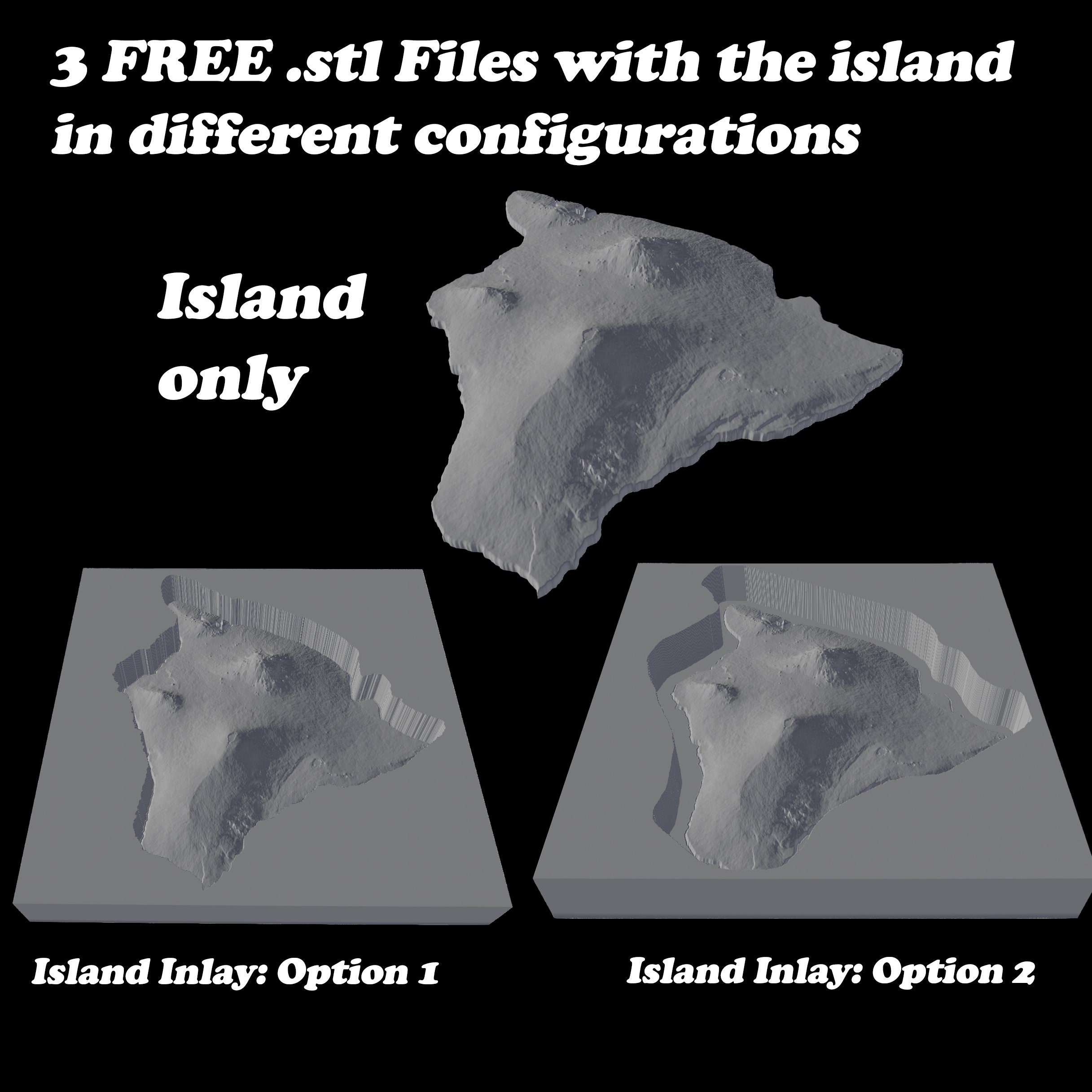 Hawaii / Big Island Topography: 3D Digital (.stl) Models Value Pack - Etsy