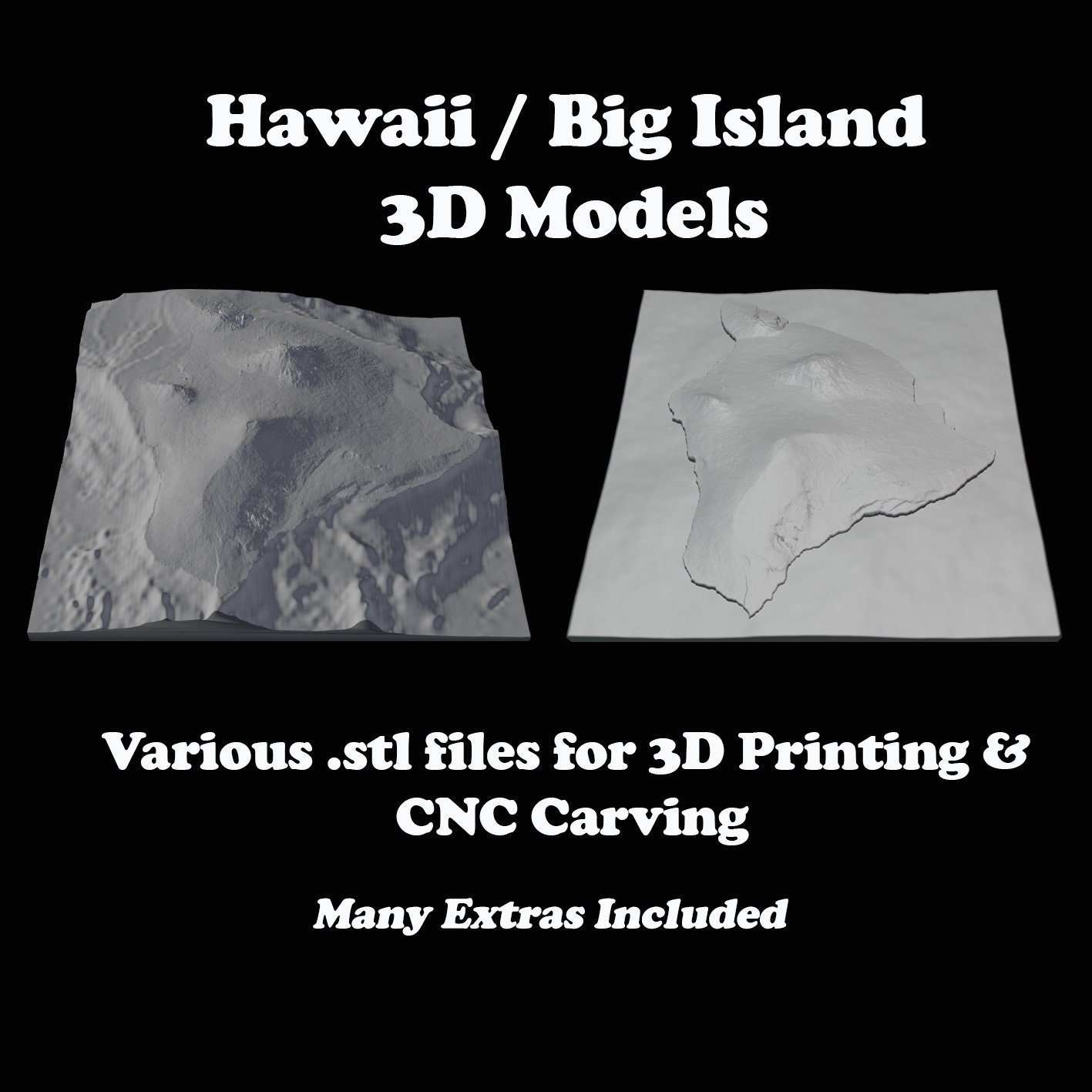 Hawaii / Big Island Topography: 3D Digital (.stl) Models Value Pack - Etsy