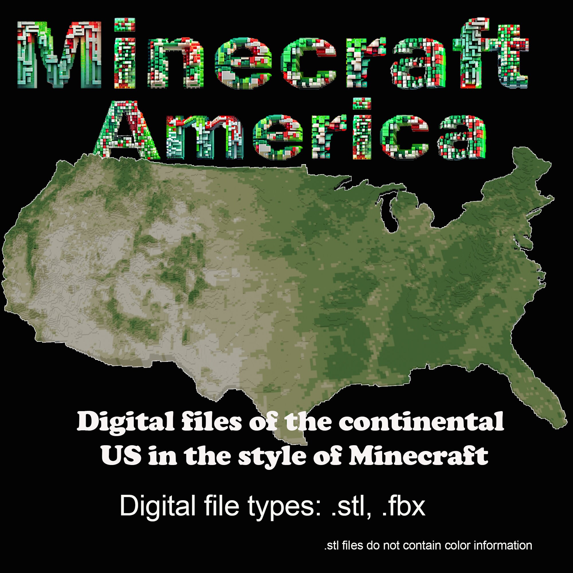 Minecraft America Digital File for 3D Printing or CNC Carving - Etsy