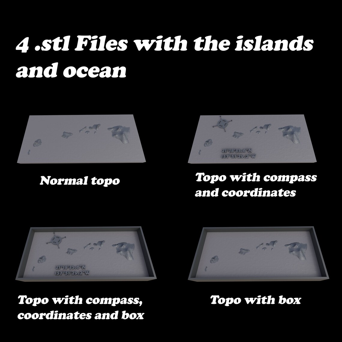 Hawaiian Islands Topography: 3D / Digital .stl Models Value Pack - Etsy
