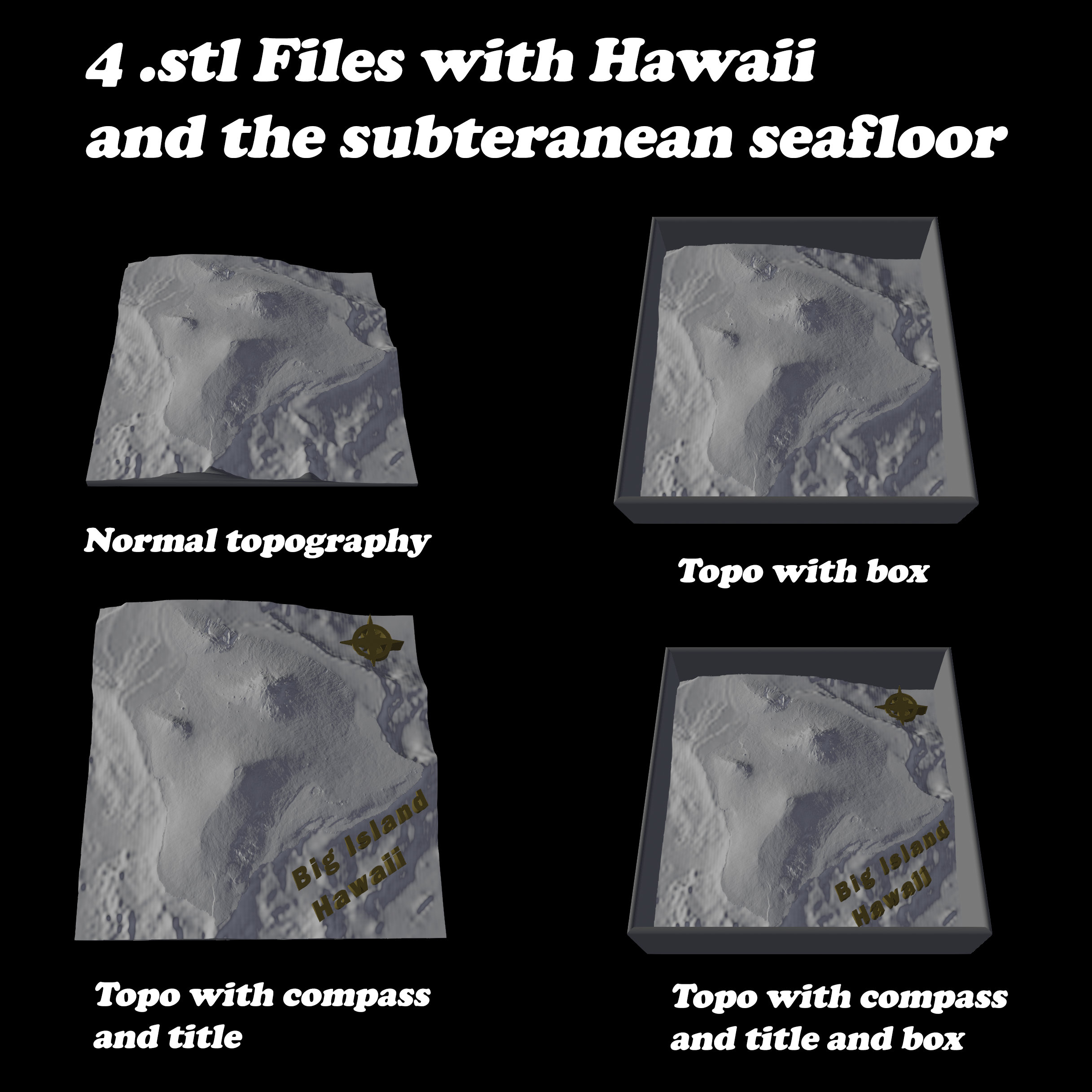 Hawaii / Big Island Topography: 3D Digital (.stl) Models Value Pack - Etsy