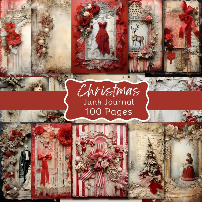 Christmas Junk Journal Paper, Big Bundle, Scrapbooking Paper, DIY ...