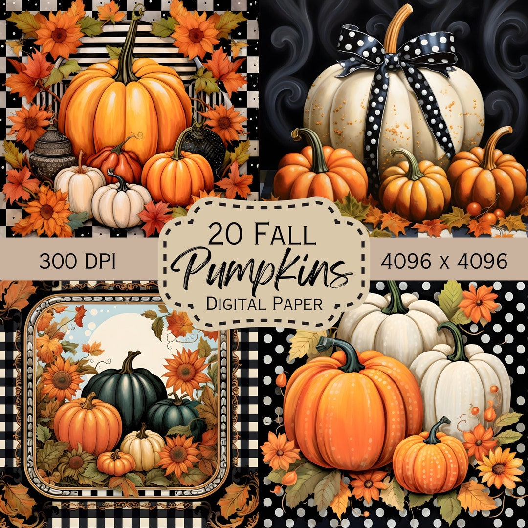 Fall Pumpkin Digital Paper, Fall Inspired Junk Journal and Scrapbook ...