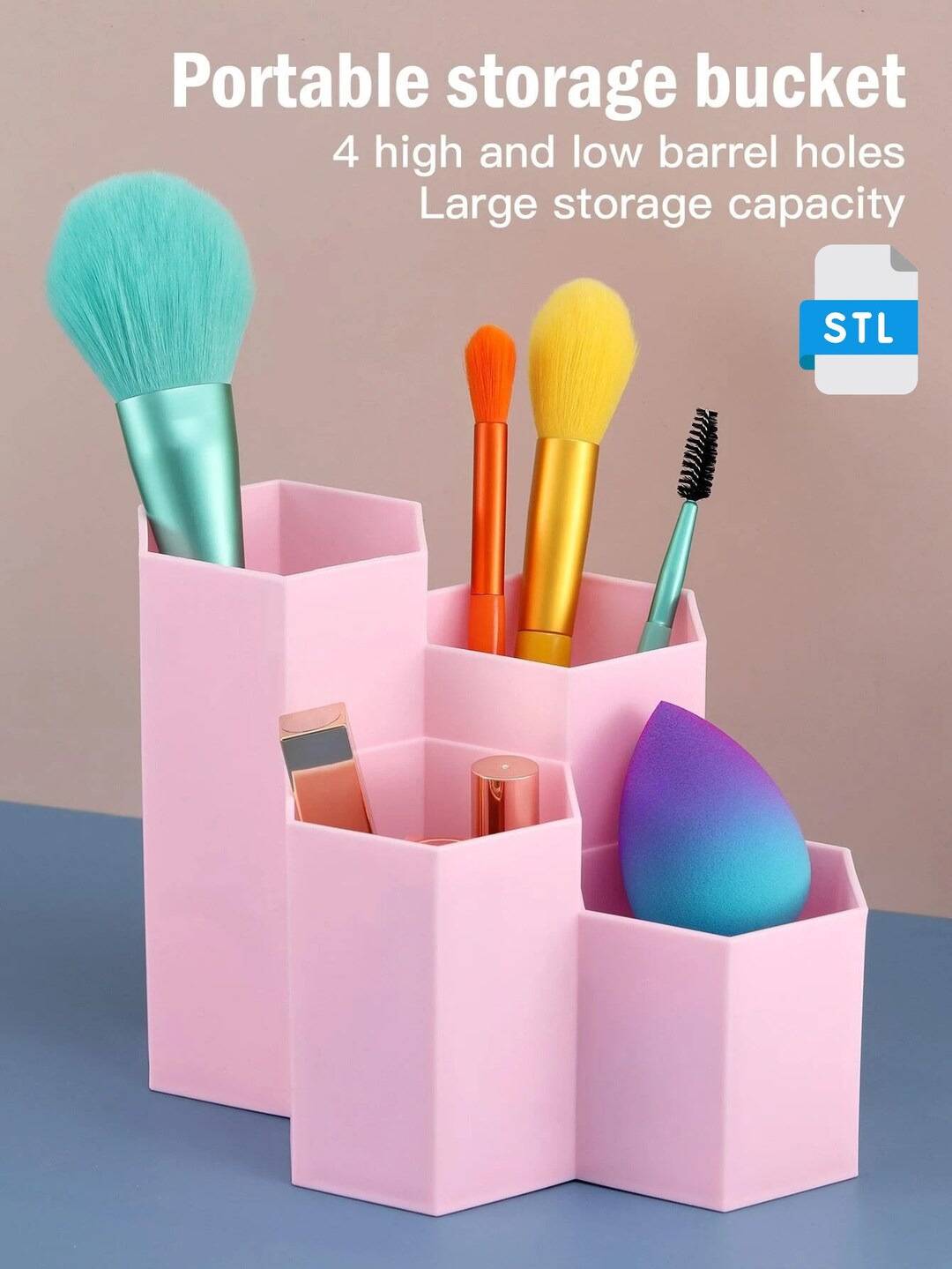Portable Storage Bucket Makeup Brush Organizer - STL for 3D Print - Etsy