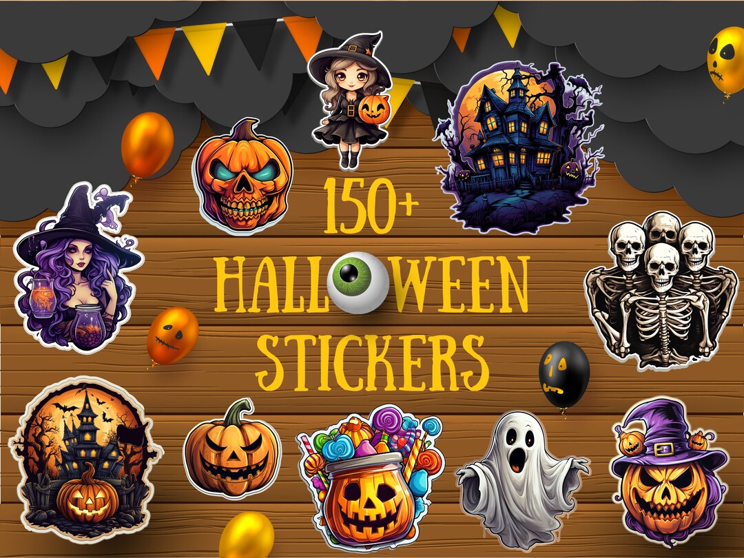 Halloween Illustration Stickers, Halloween Stickers Pack, Printable ...