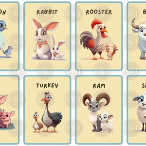 Farm Animals 16 Printable Montessori Cards, Flashcards for Kids Flash ...