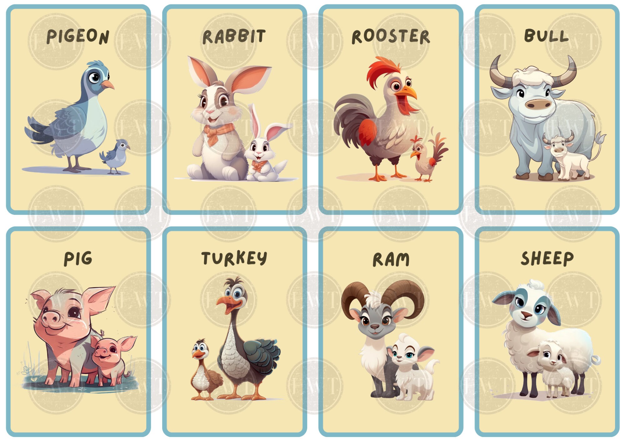 Farm Animals 16 Printable Montessori Cards, Flashcards for Kids Flash ...