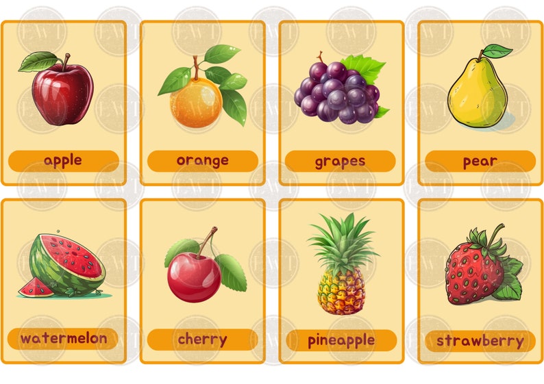 Fruits 32 Printable Montessori Cards, Fruits Flashcards for Kids Flash ...